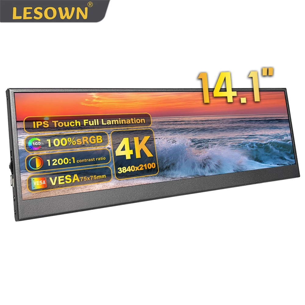 LESOWN-Monitor-de-pantalla-t-ctil-4K-de-14-pulgadas-pantalla-IPS-UHD-de ...