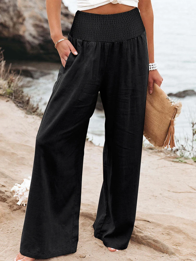 Plus Size High Waist Wide Leg Cotton Linen Pants | Trysho