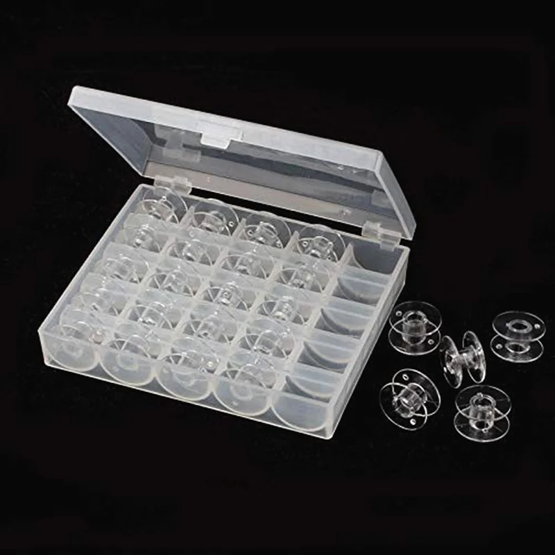 25Pcs Clear Sewing Machine Bobbins Spools Empty Bobbins Spools Plastic ...