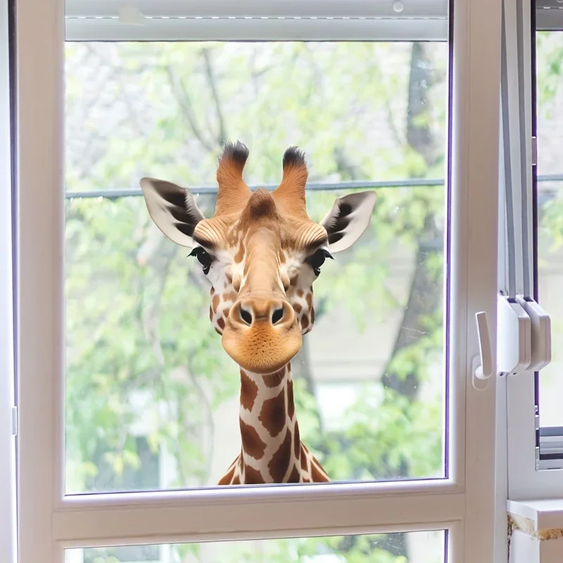 1pc 3D Cute Giraffe Head Creative Window Film Window Sticker Animal ...