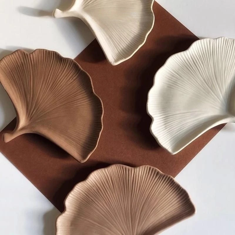 Leaf Gypsum Plate Concrete Storage Tray Silicone Mold Ginkgo Leaf DIY ...