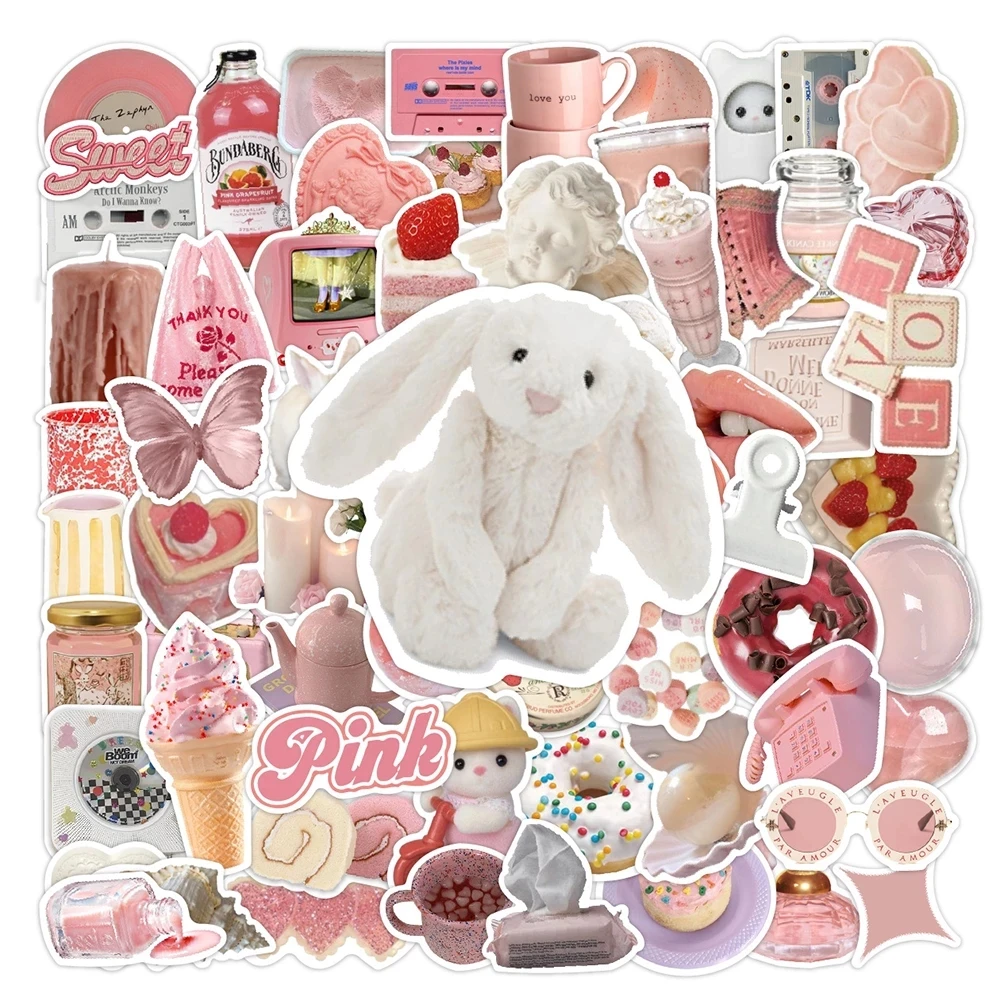 10/30/70pcs Kawaii Pink Cute Cartoon Stickers Aesthetic Toy Diy ...