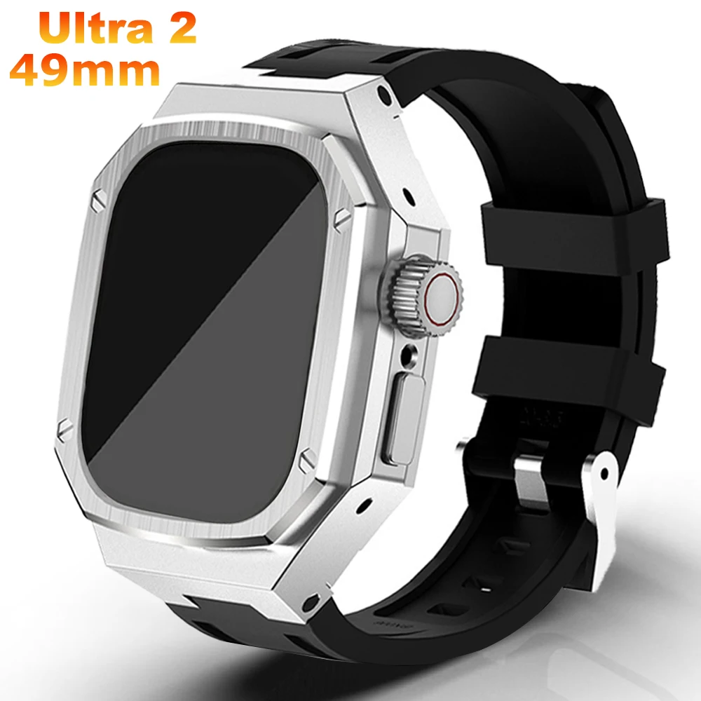 Stainless Steel Modification Kit Case Rubber Band For Apple Watch Ultra ...