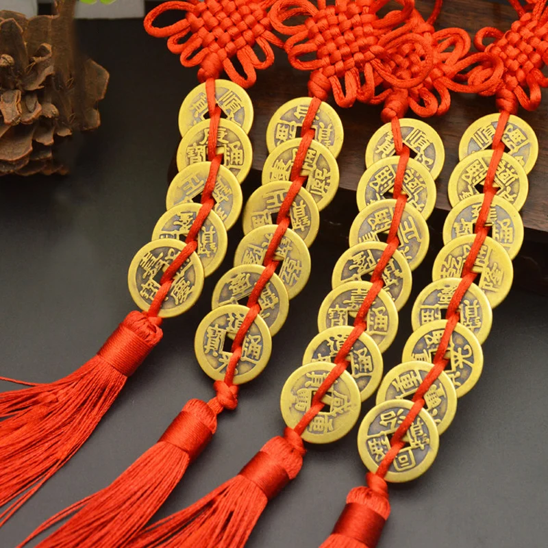 Red-Yellow-Chinese-Knot-Feng-Money-Wealth-Success-Copper-Ancien-Coins ...