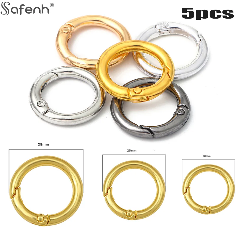 5Pcs Alloy Spring Openable Keyring Round Spring Snap Hooks Carabiner ...