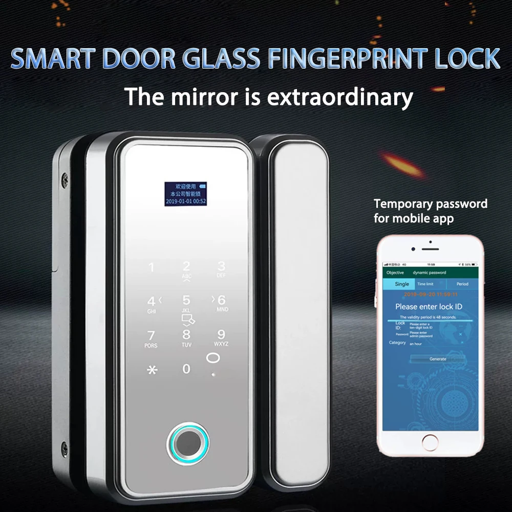 Eletr-nica-Digital-Fingerprint-Door-Lock-porta-de-vidro-Lock-Bluetooth ...