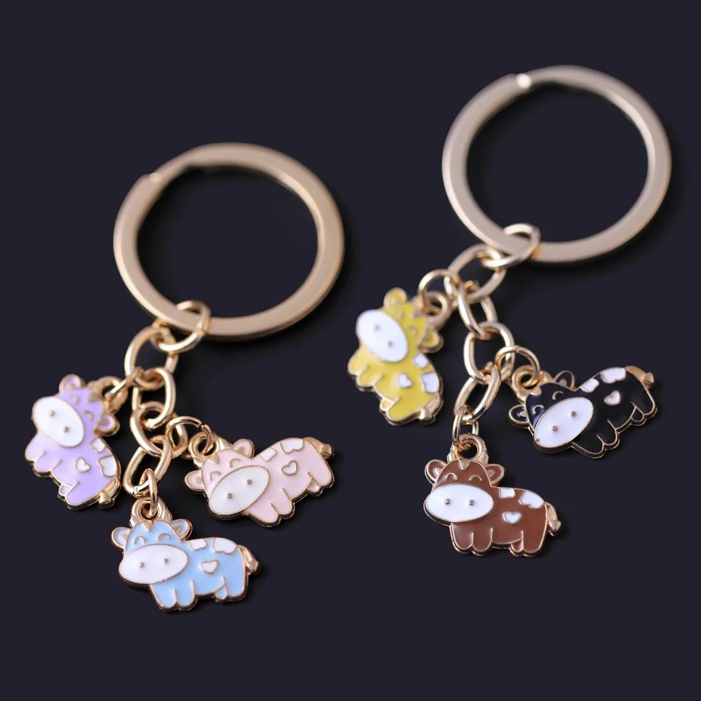 Cute-Women-Keychain-Car-Colorful-Enamel-cow-Key-Chain-Bag-Pendant ...