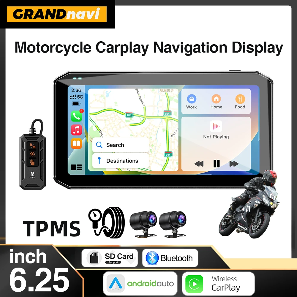 Portable 6.25 inch IPX67 Waterproof Motorcycle GPS Navigation Wireless ...