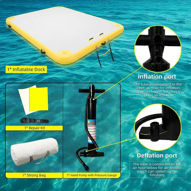 Inflatable Floating Dock Platform, Inflatable Raft Water Pad Multi ...