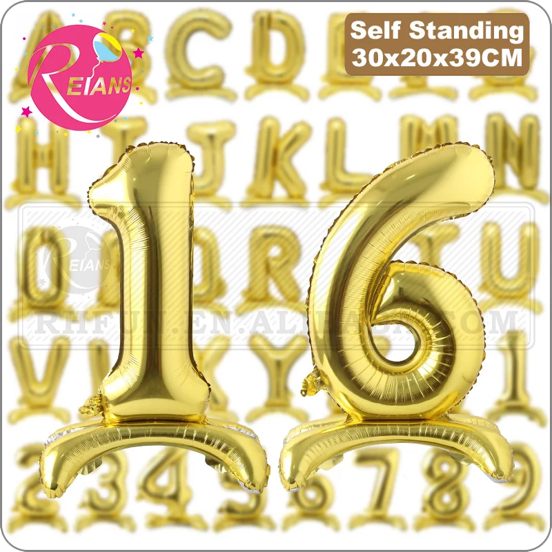 16 inch Stand Gold Letter Number Foil Balloon Party Supplies Aluminum ...
