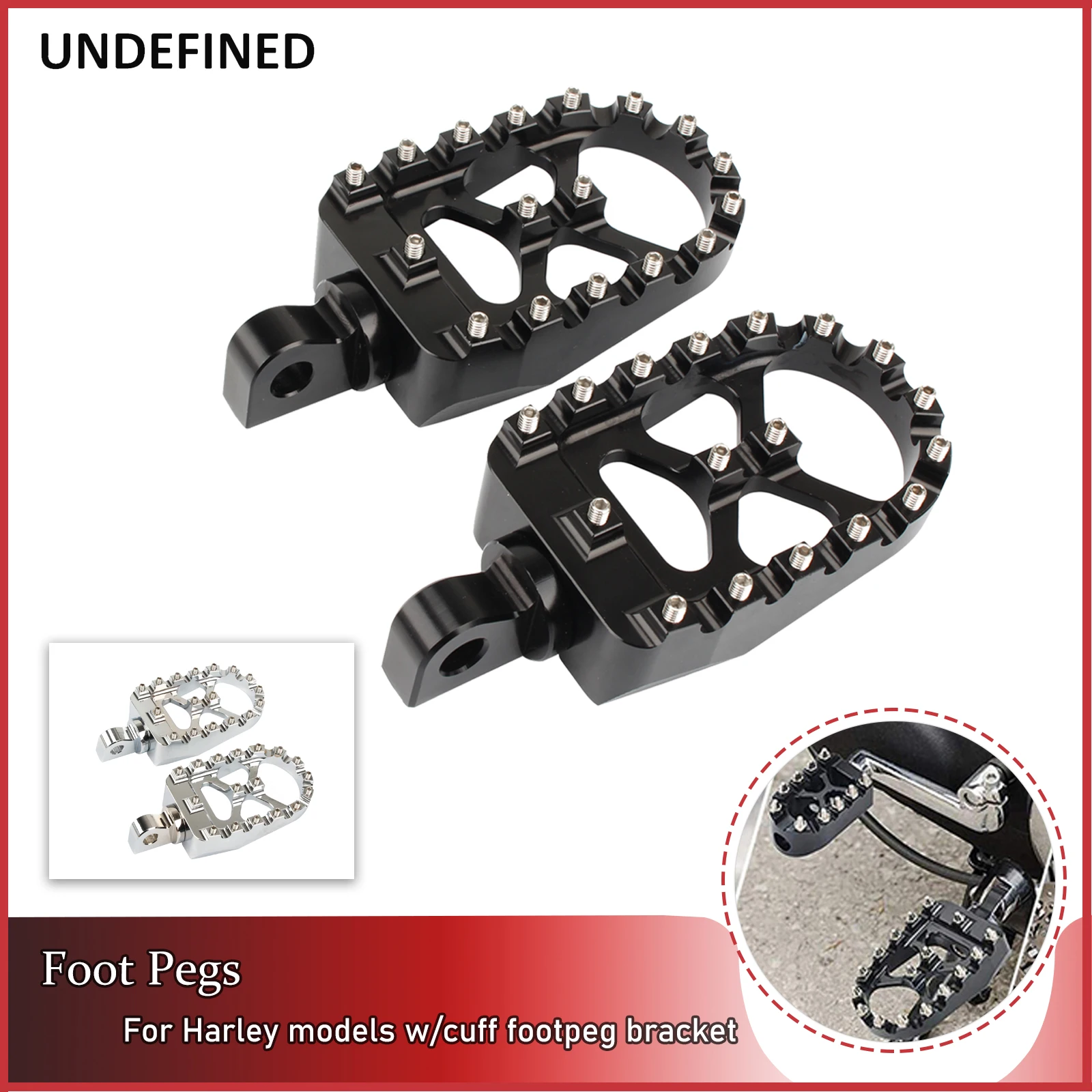 Motorcycle-Foot-Pegs-Wide-Fat-Footpeg-Footrest-Rests-Pedal-For-Harley ...