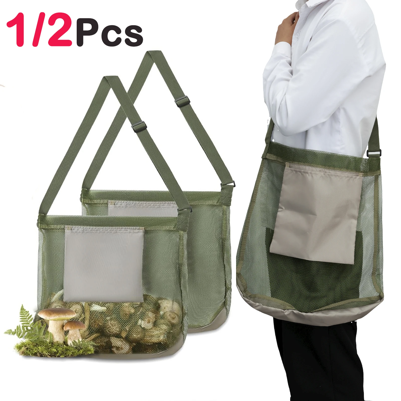 1-2Pcs-Multipurpose-Storage-Bag-Mesh-Mushroom-Foraging-Bag-With ...