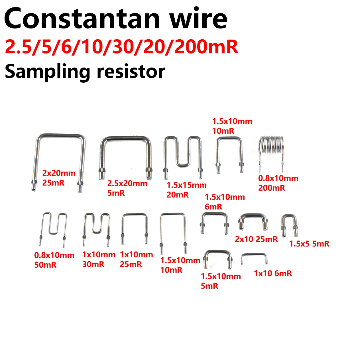 50-20PCS-Constantan-wire-resistance-2-5-5-6-10-30-20-200mR-milliohm-R ...