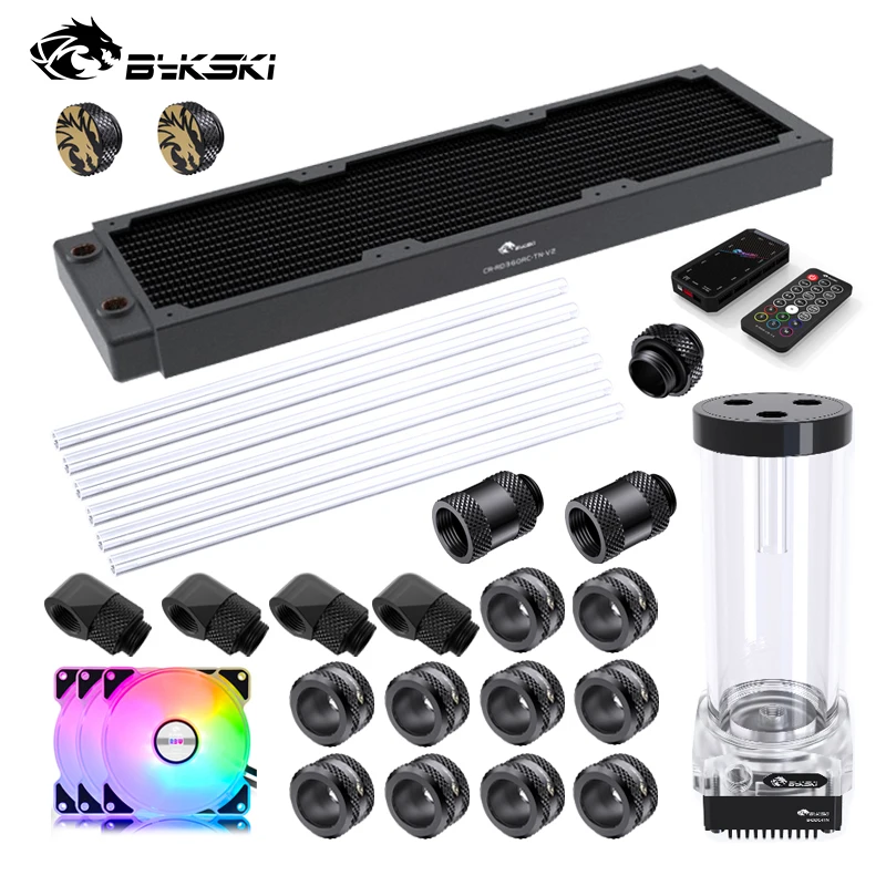 BYKSKI Water Cooling Kit Water Pump 120mm Fan 360mm/240mm Radiator PC System Cooler G1/4 ...
