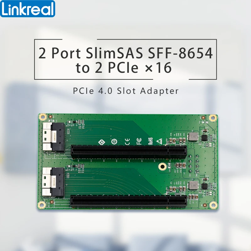 Linkreal 2 Port Sff-8654 To 2 Pcie X16 Slot Adapter-lrfcf922 - Add On ...
