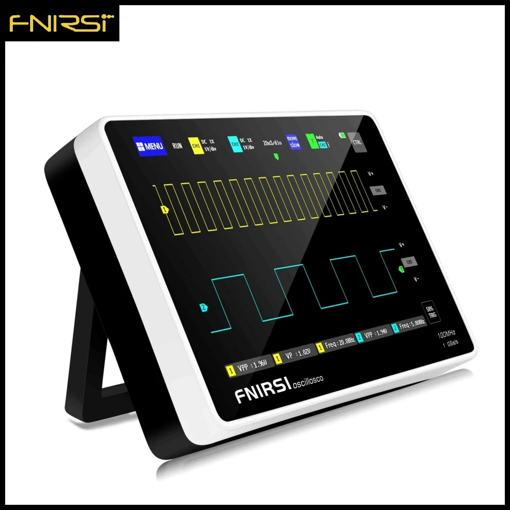 FNIRSI 1013D TC2 디지털 태블릿 오실로스코프, 듀얼 채널, 100M 대역폭, 1GS 샘플링 속도, 미니 태블릿 ...