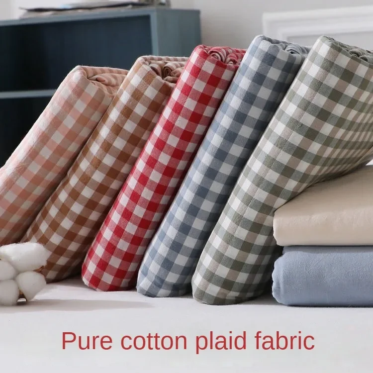 High-grade Plaid 100% Cotton Fabric By Meter for Pillowcases Pajamas ...