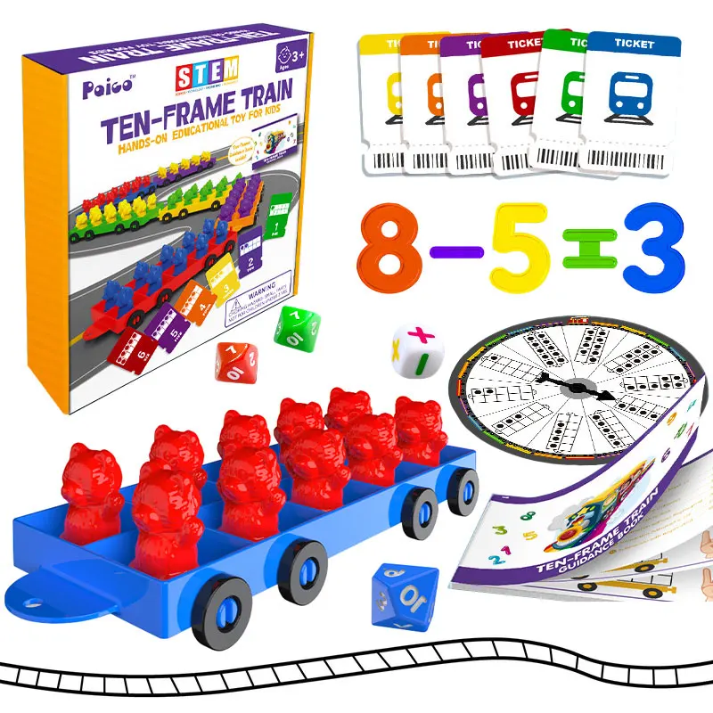 Math Ten-Frames Montessori Toys Rainbow Train Digital Arithmetic Game ...