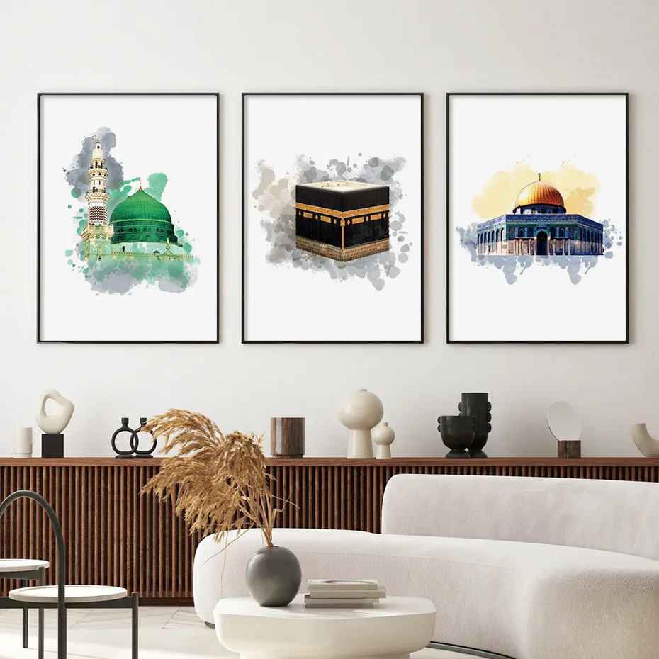 Islamic Mosque Dome Rock Temple Wall Art Posters Canvas Painting Print ...