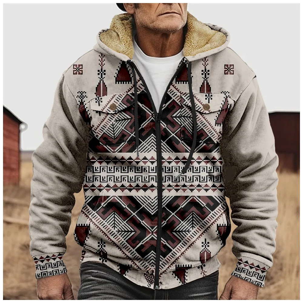 Men-Winter-Cardigans-Jackets-Coats-Printed-Geometric-Retro-Aztecs-Art ...