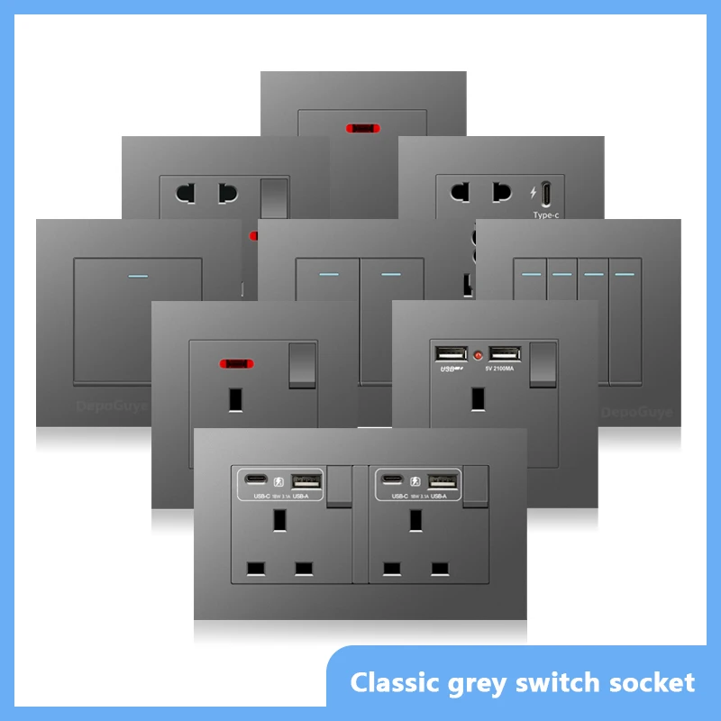 Universal-18W-Type-C-Quick-charge-Double-Power-Outlet-220V-Electrical ...
