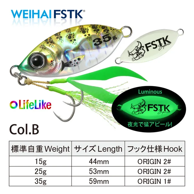 Metal Jig Fishing Lure Slow pitch Jig Leaf 15G 25G 35G Shore Cast Jigging Spoon Bass Fishing ...