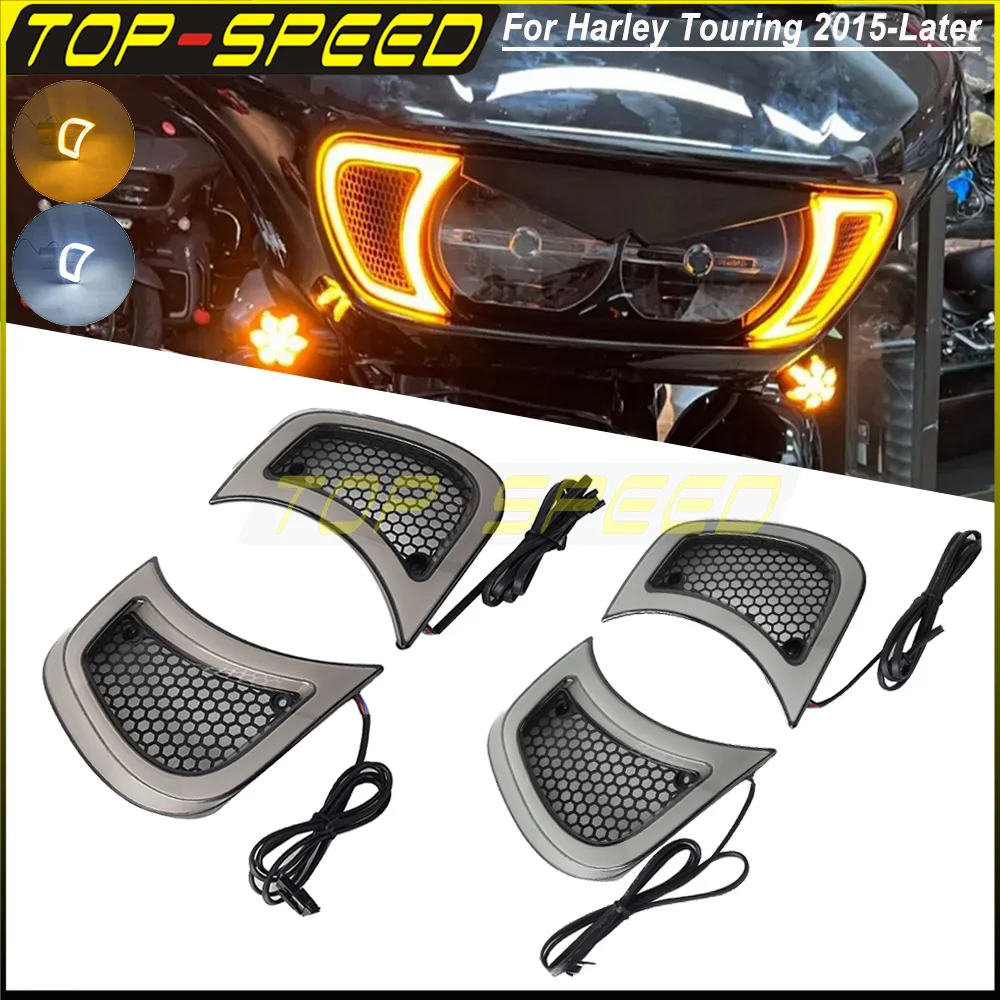 LED-Motorcycle-Headlight-Vent-Accent-For-Harley-Touring-Street-Glide ...