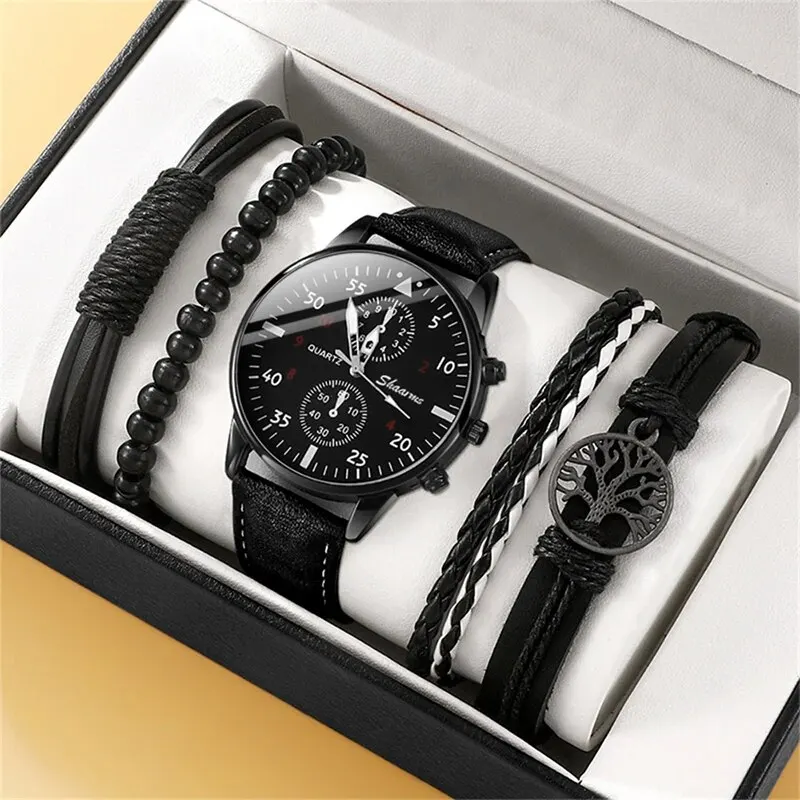 5PCS-Set-Fashion-Mens-Sports-Watches-Man-Business-Quartz-Wristwatch ...