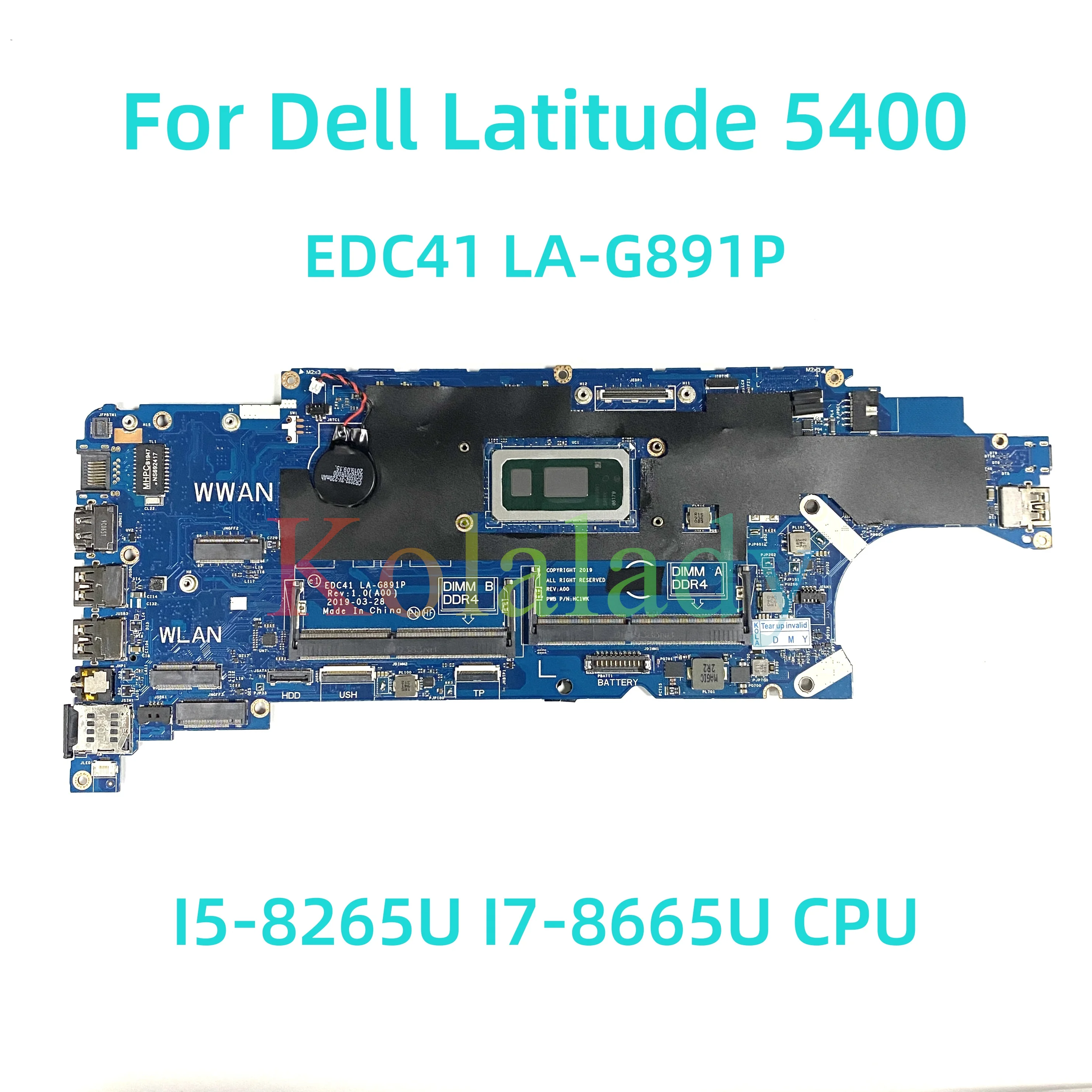For-Dell-Latitude-5400-Laptop-motherboard-EDC41-LA-G891P-with-I5-8265U ...