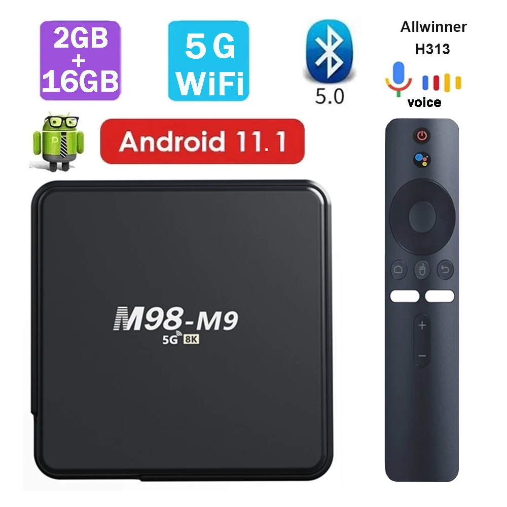 Smart TV Box M98 M9 Android11 ATV Allwinner H313 Dual WiFi 5G BT5.0 2GB ...