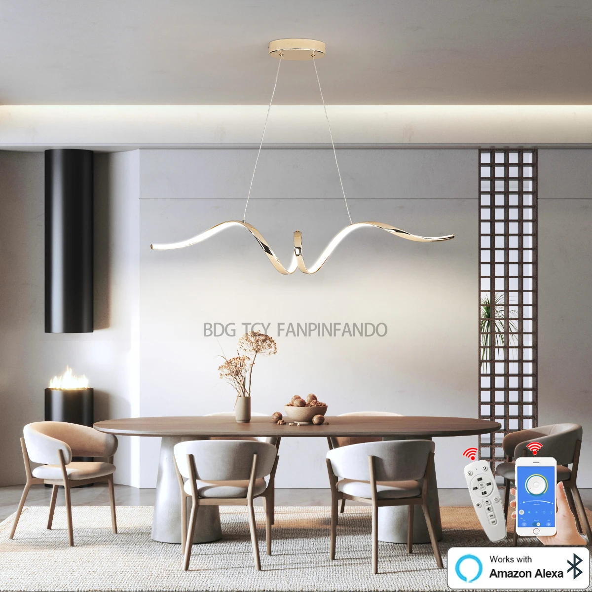 Fpfd Smart Home Alexa Modern Led Pendant Light Kitchen Island Pendant ...