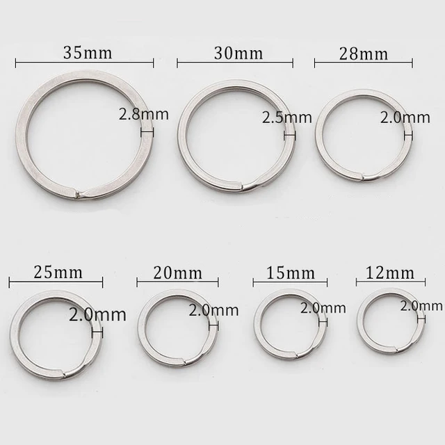 100pcs Stainless Steel Key Rings 15/20/25/28/30/35mm Round Flat Line ...