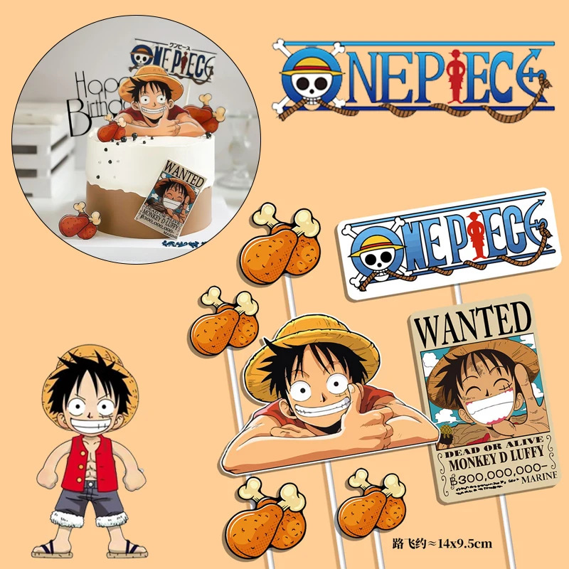 One-Piece-Luffy-Baking-Cake-Decoration-Cartoon-Anime-Ornaments-Cake ...