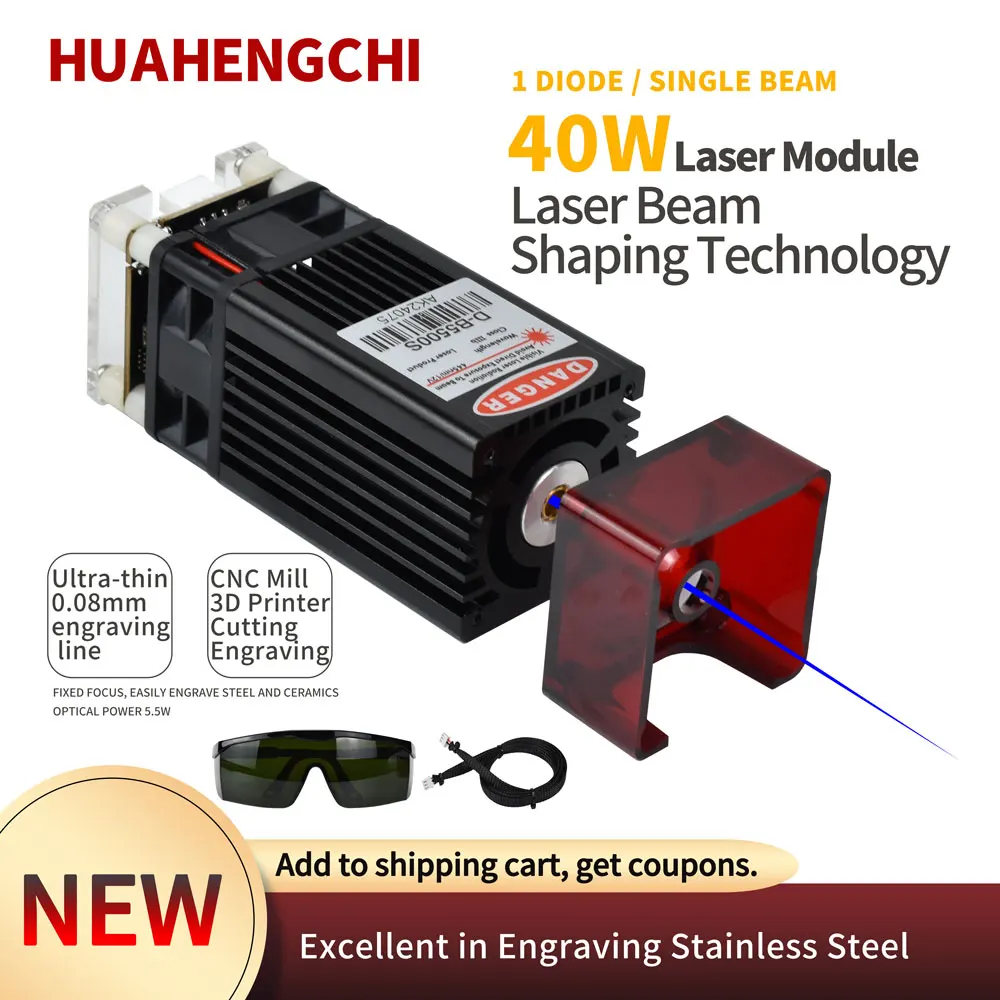 40w Laser Module Head For Laser Engraver Cnc Diy Fixed Focus 450nm Blue ...