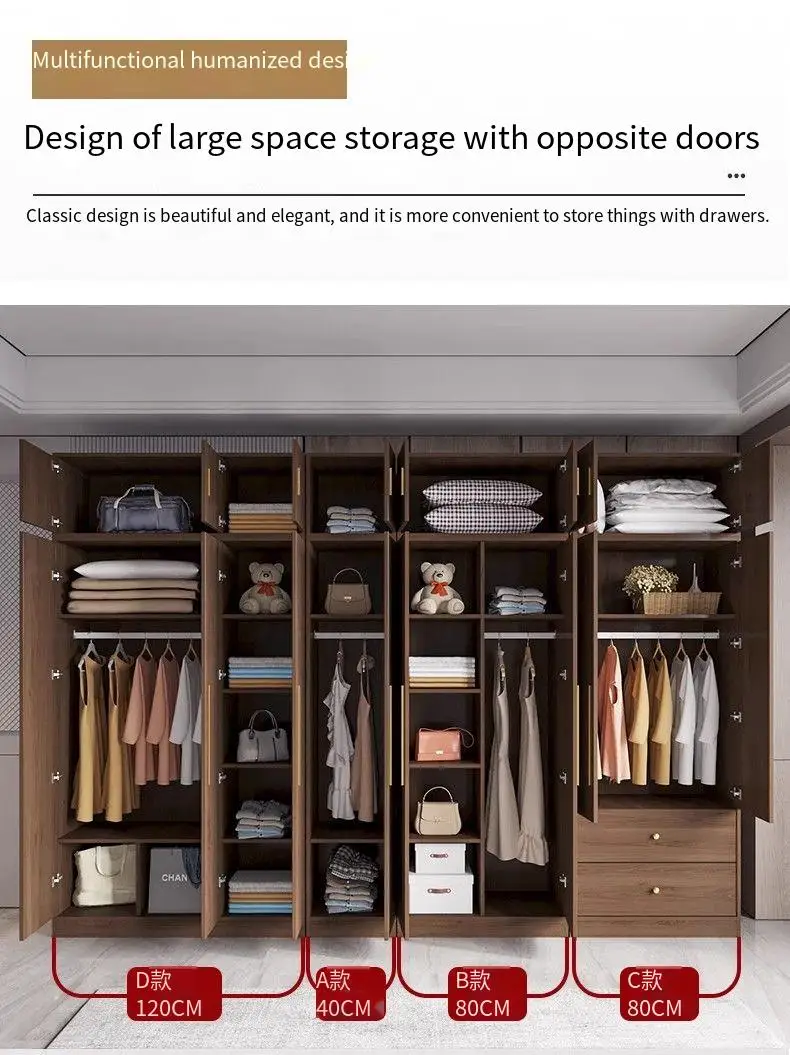 Wooden European Wardrobe Heavy Duty Large Room Organization Wardrobe ...