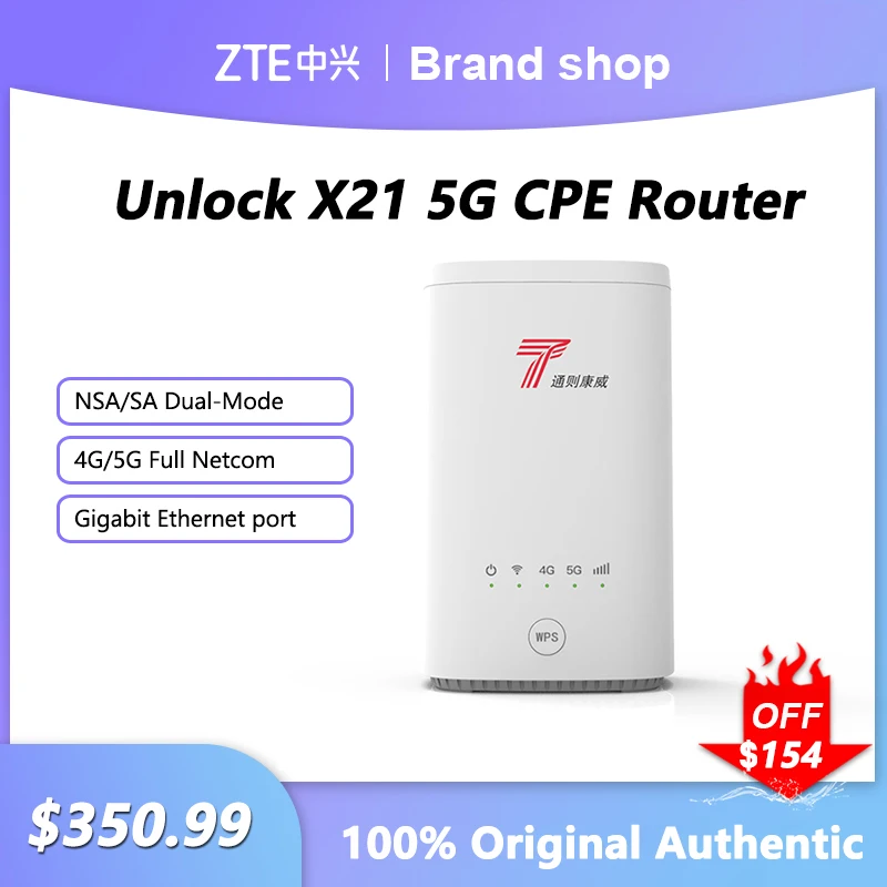 Sblocco originale ZLT X21 5G CPE router interno Sub 6GHz NSA + SA mesh wifi modem wireless ...