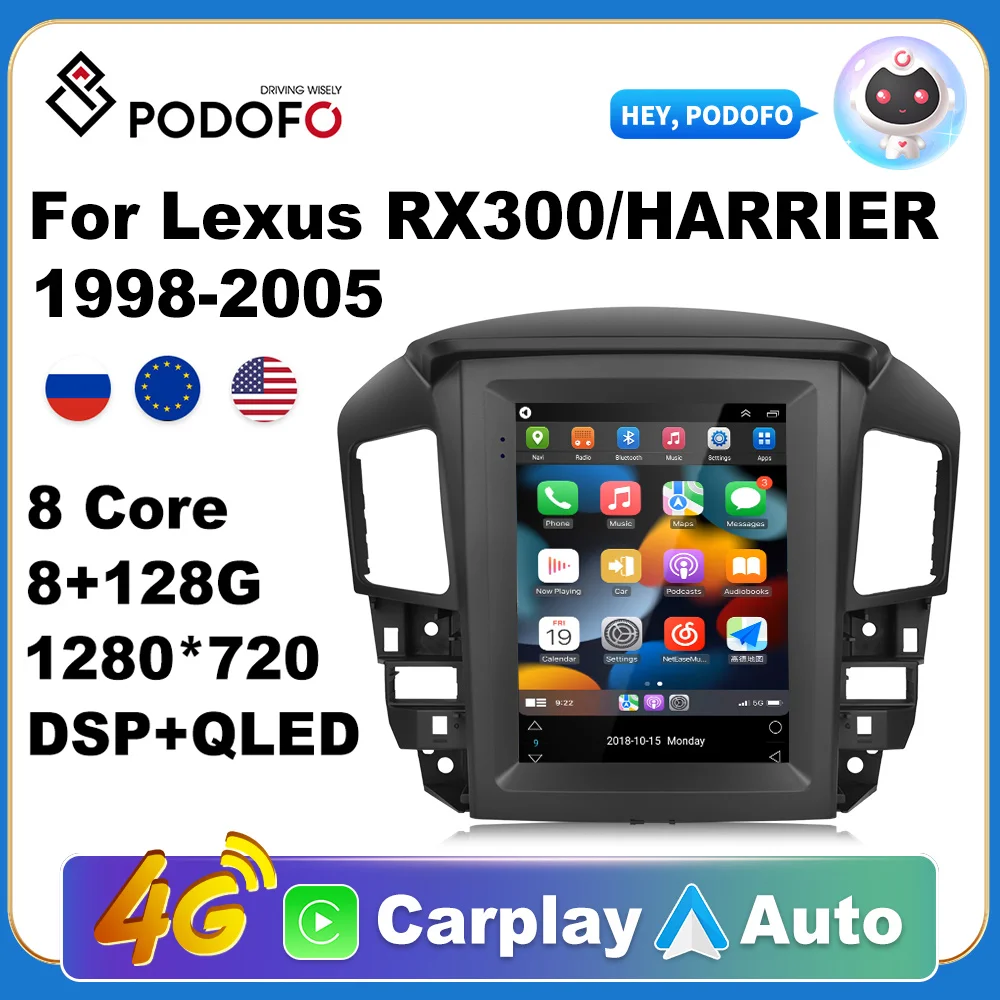 Podofo-AI-Voice-Carplay-Car-Radio-For-Lexus-RX300-HARRIER-1998-2005 ...