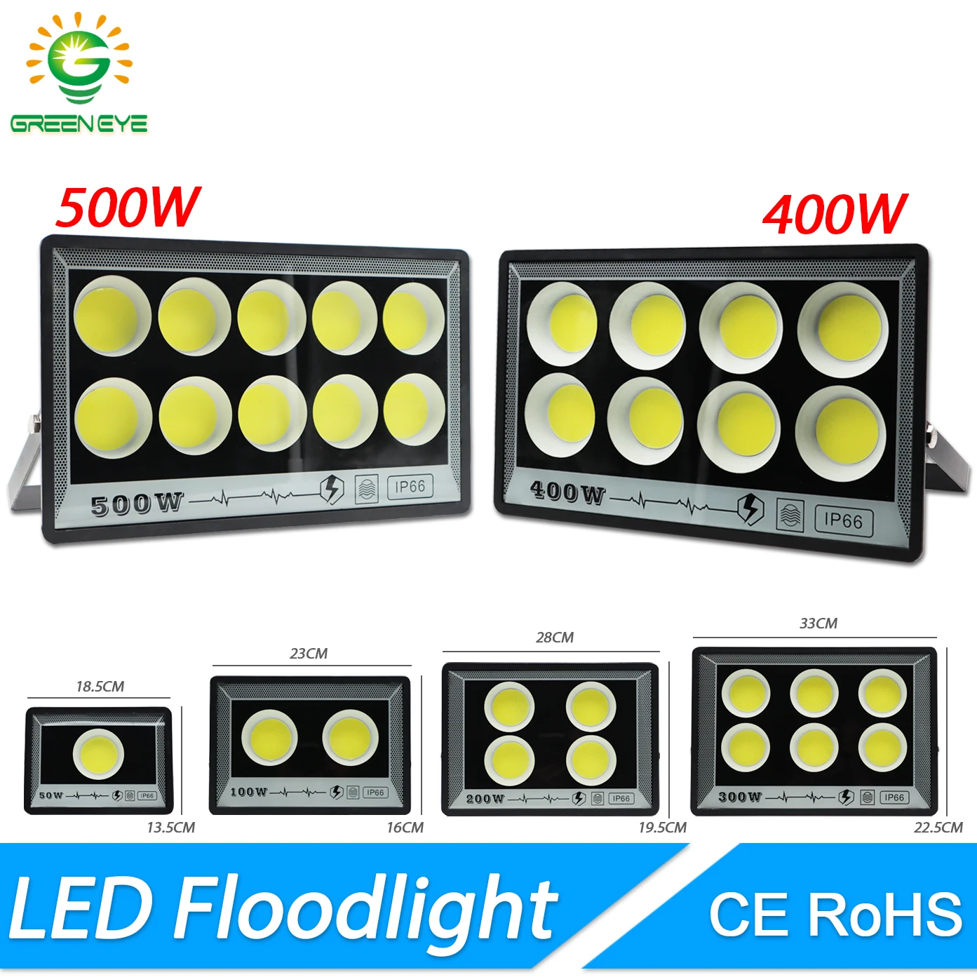 Led Flood Light 500W 200W 100W 50W AC 220V Outdoor Wall Floodlight Spotlight IP66 Waterproof LED ...