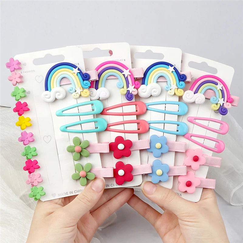 15PCS-Set-Cute-Kids-Hair-Clips-Flower-Mini-Hair-Claws-Colorful-Rainbow ...
