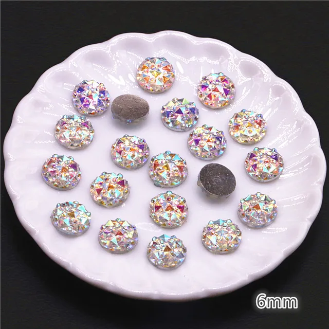 6/8/10/12/14/16/18/20/25/30mm Round Bling Crystal AB Resin Rhinestone ...