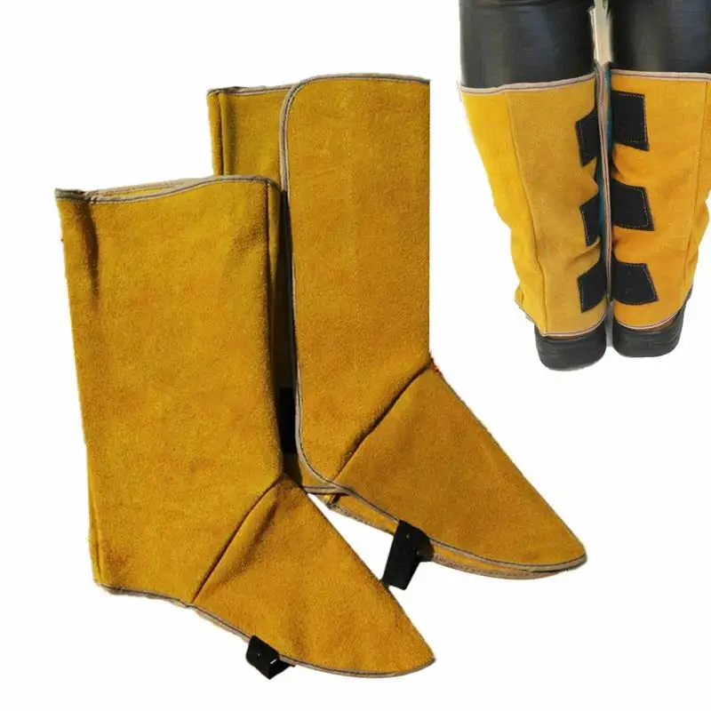 Leather-Long-Shoes-Boots-Leather-Welding-Spats-Fire-Protection-Shoes ...