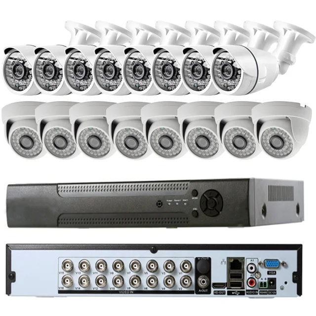 Factory Security CCTV System Analog Camera 16pcs Set 16 Channel DVR Kit ...