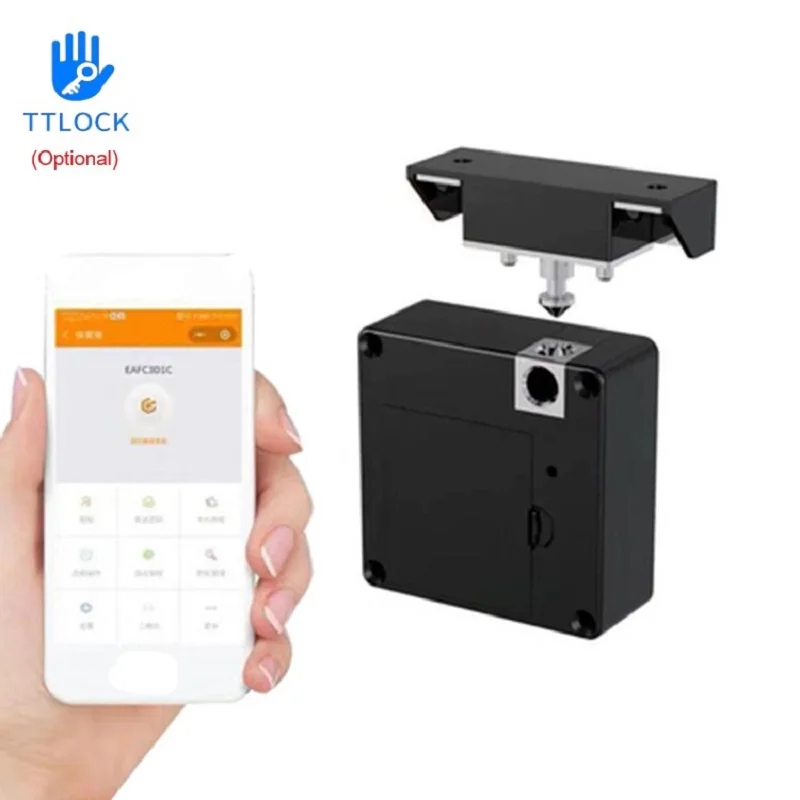 Smart Wood Door Lock Keyless Invisible Electronic Lock Card Bukkle ...