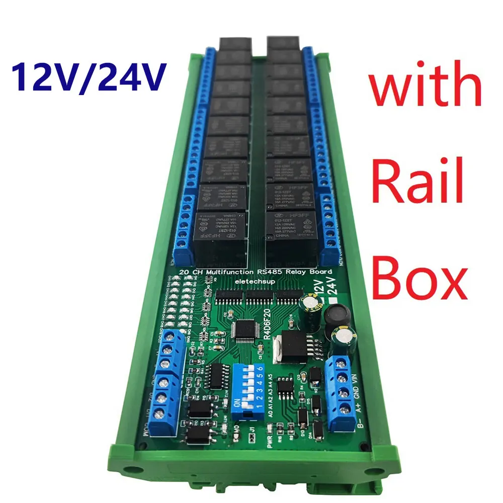 디지털 아날로그 IO 모듈 모드버스 RTU PLC UART 확장 보드, 20 채널 RS485 스위치, 4 20MA 전류 0 ...