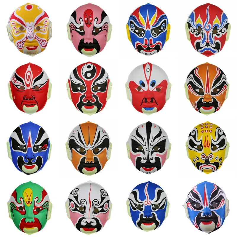 Handdrawn Flocked Masks for Adults and Children Chinese Sichuan Opera ...