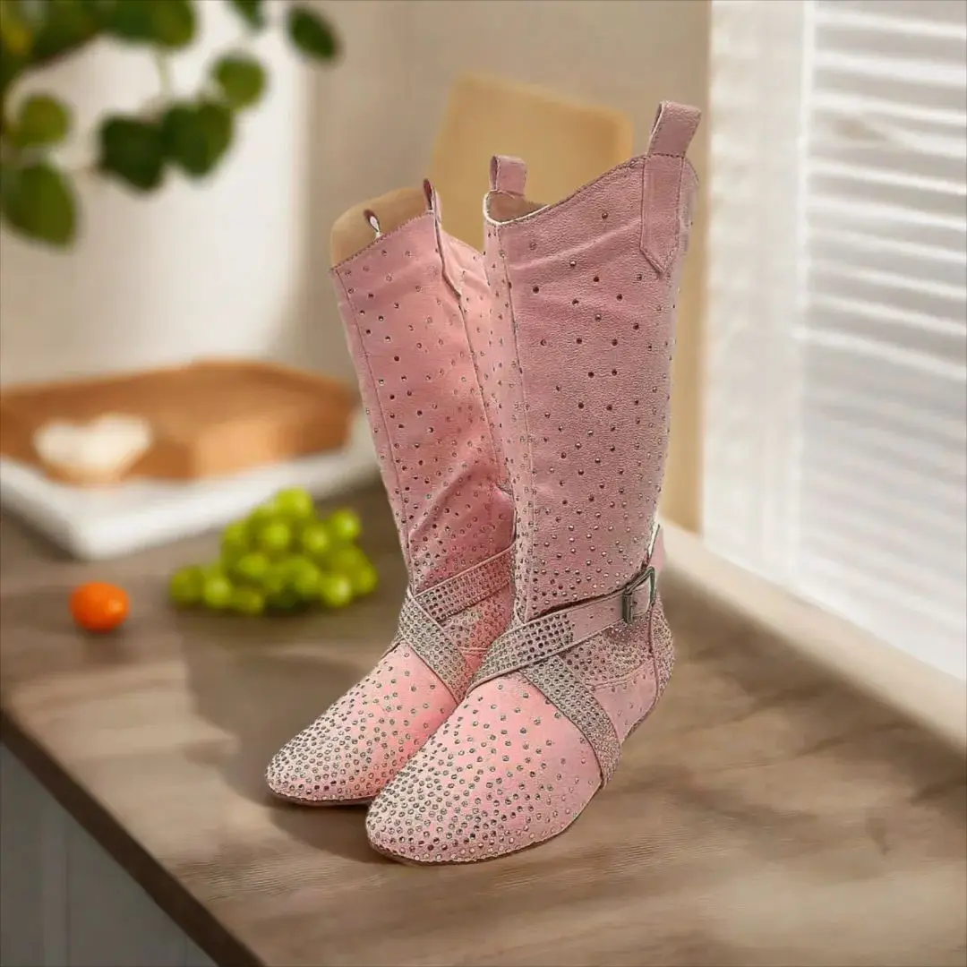 Practice Latin Dance Boots Lovely Pink Rhinestone Soft Latin Salsa ...
