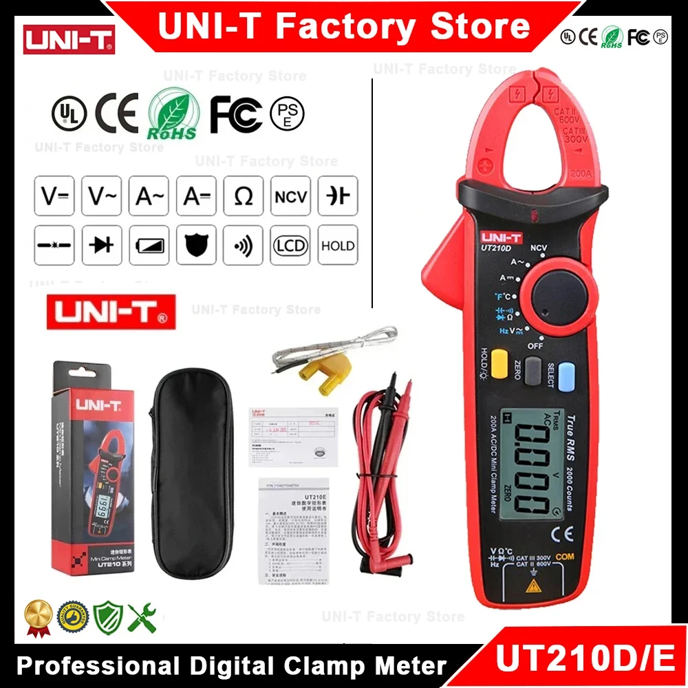 UNI-T-UT210E-UT210D-Mini-Clamp-Meter-Professional-Multimeter-Auto-Range ...