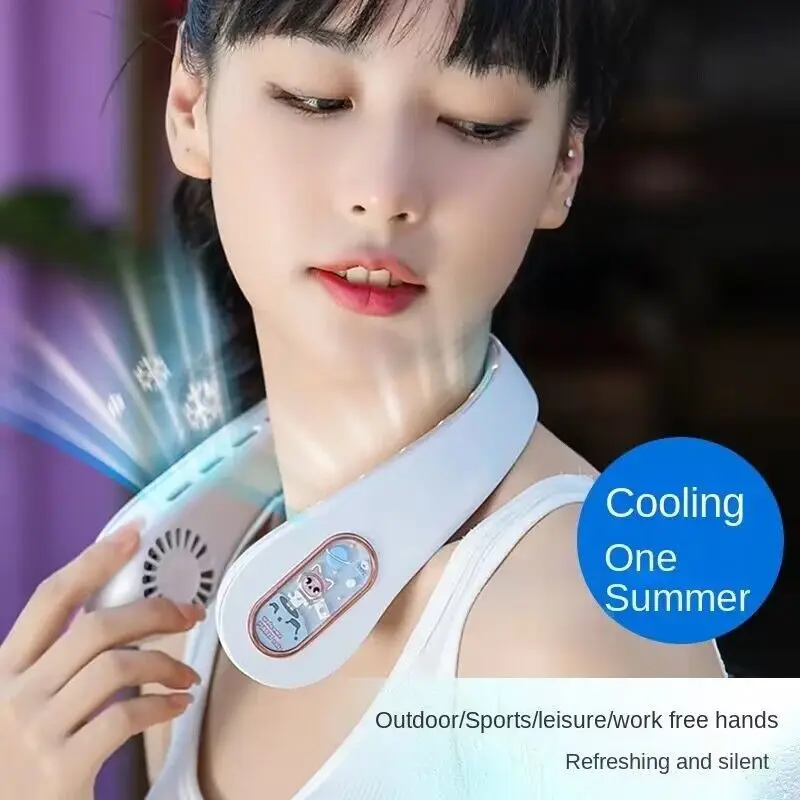 Refrigeration Leaf Less Neck Hanging Fan USB Portable Neck Hanging Fan ...