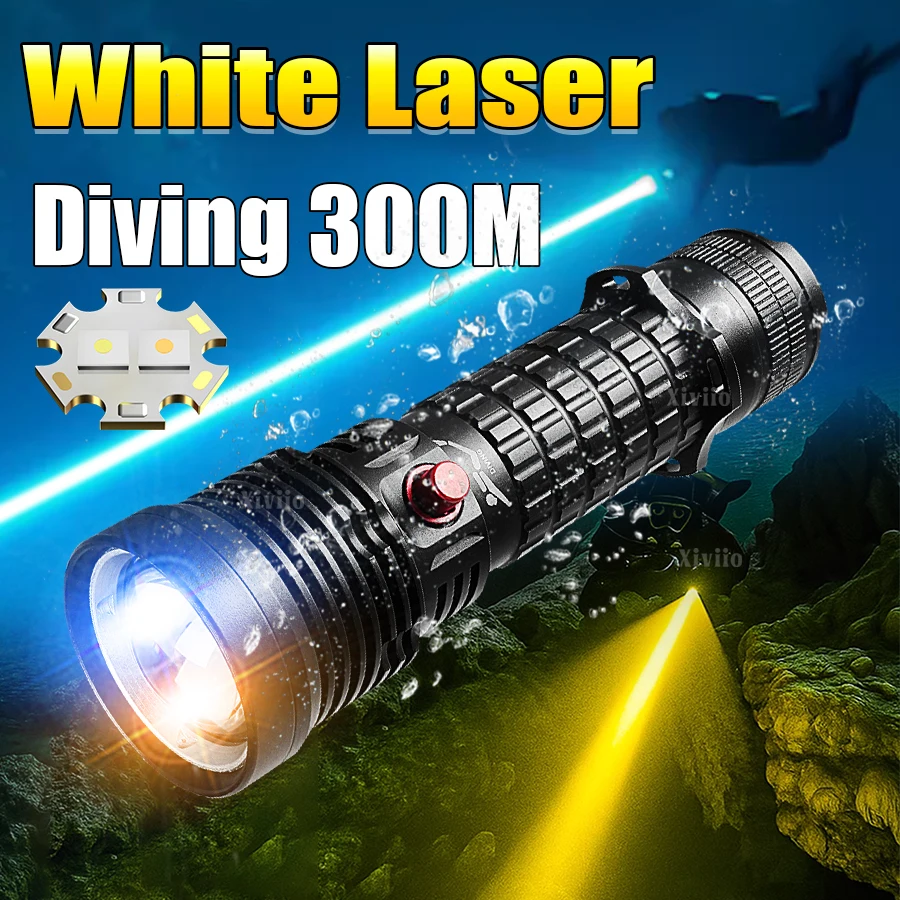 IPX8 Professional Diving Flashlight Powerful Underwater Lantern Dual ...