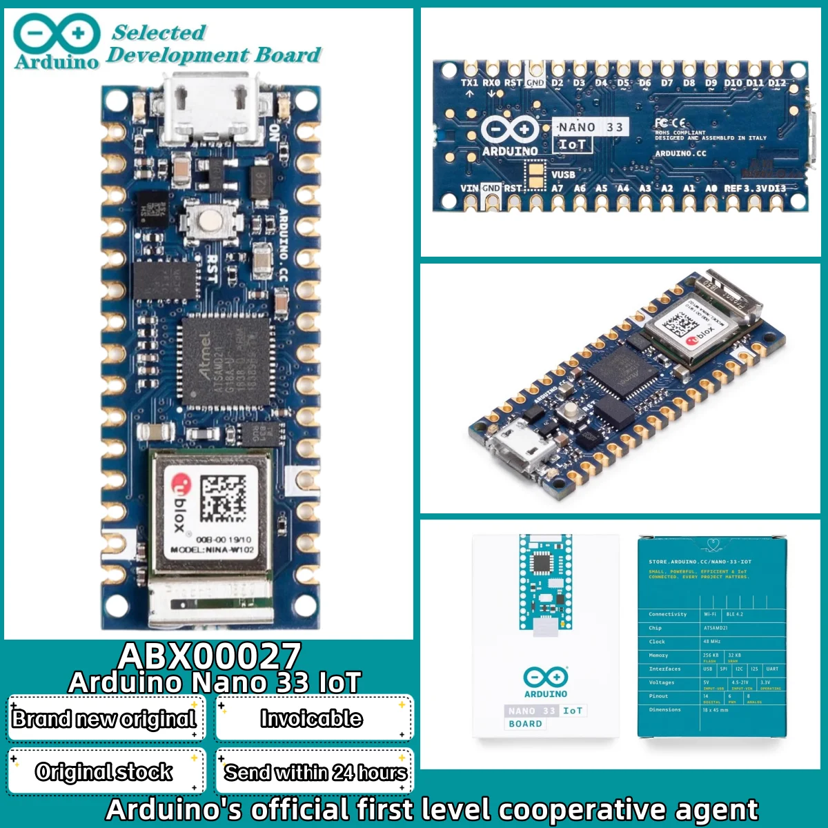 Placa-de-desarrollo-Arduino-Nano-33-IoT-ABX00027-ATSAMD21-stock ...